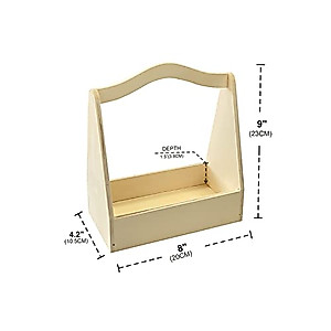 2 Pack Wooden Carrier Small Wood Craft Box Wood Basket with Handle for Storage Collections Countertop(Outer 4.2 x 8 x 9 in, Interior 3.7 x 7.2 x 7 in)