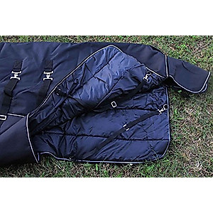 CHALLENGER 68" 1200D Horse Turnout Waterproof Heavy-Weight Winter Blanket Black 551G