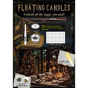 Christmas Tree Candles, 20 PCs Floating Candles with Wand Magic Hanging Candles Flameless Floating LED Candle Battery Operated Flickering Warm Light Candles for Birthday Theme Party Xmas Wedding Decor