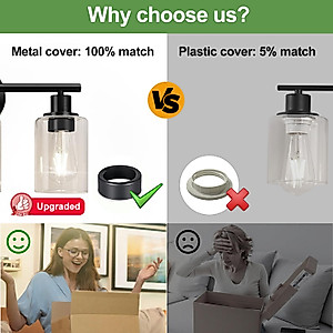 3-Light Bathroom Light Fixtures, Black Bathroom Wall Lights, Modern Bathroom Vanity Light with Clear Glass Shade, Bathroom Wall Lamp for Mirror Kitchen Bedroom Living Room Hallway Cabinet Porch