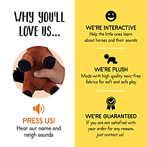 Plush Creations Talking Plush Horse Toys for Kids. Playset Includes Stable Carrier with 4 Cuddly Interactive Talking and Neighing Plush Toy Horses. Best Gift for Girls Or Boys Toddlers and Babies