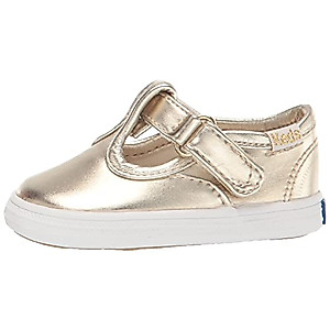 Keds Baby Champion LACE Toe Cap Tstrap Sneaker, Champagne Metallic, 3 US Unisex Infant