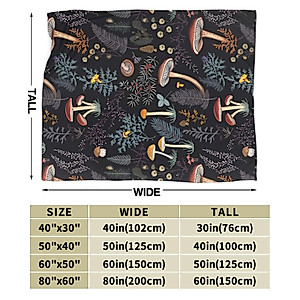 Mushroom Gifts Blanket 50"X40" Bed Throw Blanket Soft Lightweight Cozy Warm Blankets for Kids Teens Men Women