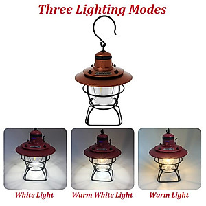 USB Recharging Super Bright Retro Campsite Lantern Outdoor Camping Hiking Fishing Tent Night Light Lamp Stepless Dimming 3 Modes Adjustable Waterproof (Gold & Black)