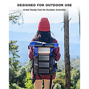 A ADDTOP Solar Charger Power Bank - 25000mAh Portable Solar Phone Charger with 4 Solar Panels & Dual 2.1A USB A Outputs External Battery Pack for Phones Tablets Outdoor Camping