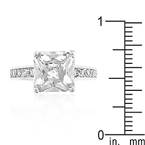 Kate Bissett Raised Pave Engagement Ring Featuring a 10mm Princess Cut Center Stone & 2mm Side Stones Size 10