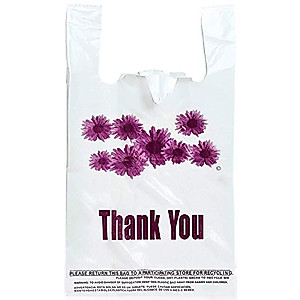 ROYALHOUSE Purple Flower Thank You Plastic t-Shirt Bags - 308 pcs/roll