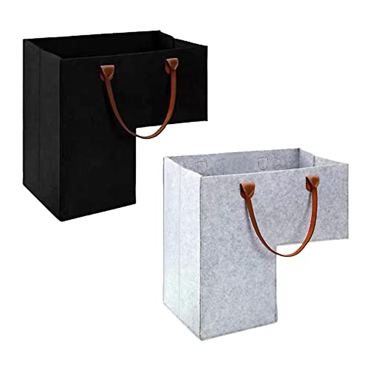 2Pieces Stair Organizer Basket Felt for Wooden Staircase, Black and Gray, as described