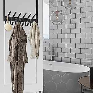 Towel Holder, Over The Door Hooks, Door Mount Towel Rack / Organizer Metal Bath Towel Hanger for Bedroom Kitchen Pool Bathrobe Beach, Bathrooms (13 Hooks, Black)