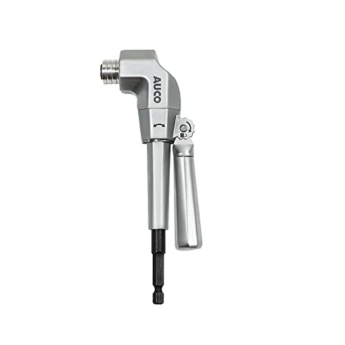 AUCO Durable Right Angle Drill Attachment, Adjustable Drill Adapter, Impact Fit, Max Torque 500 in-lbs (56.5 Nm), All Metal Body & Steel Gear, For Use with Cordless Drill and Impact Driver