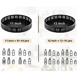 LEMIKKLE Lazy Susan Organizer for Cabinet Countertop 2 Pack, Kitchen Rotating Table Organzier Counter Tray, Turntable Refrigerator Organizer for Kitchen Pantry Vanity (Black 11"+12")