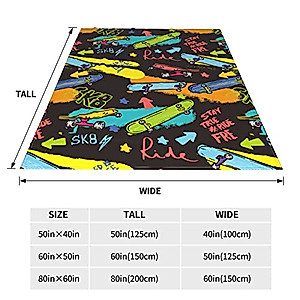 Oplp Skateboard Sport Blanket Plush for Bed, Sofa, Camping Blanket Lightweight Soft Warm Comfortable 50 "x40