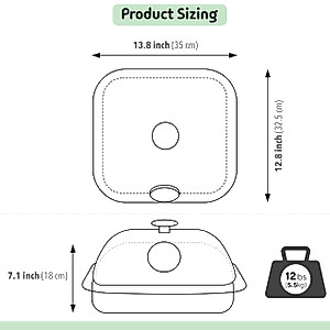 LoafNest inTune Precision Baker : 9 qt (4+5) Multipurpose Baking Dish and Cloche with Built in Oven Thermometer and Water Tray
