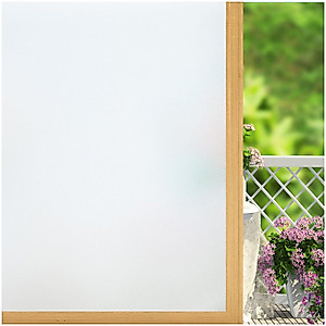 Bectosy Window Privacy Film Frosted Glass Window Film Heat UV Blocking Static Cling Non-Adhesive Window Frosting Film for Bathroom Home Office(White Frosted, 17.5" x 78.7")