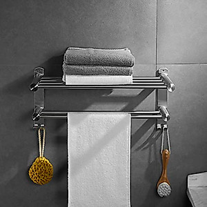 Leekayer Bathroom Towel Rack Double Layer, Brushed Nickel 40cm Stainless Steel Bathroom Towel Rack Wall Screw Installation 15.74 inches