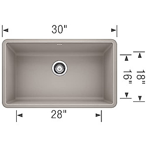 Precis 30in. Single Bowl Kitchen Sink, Concrete Gray