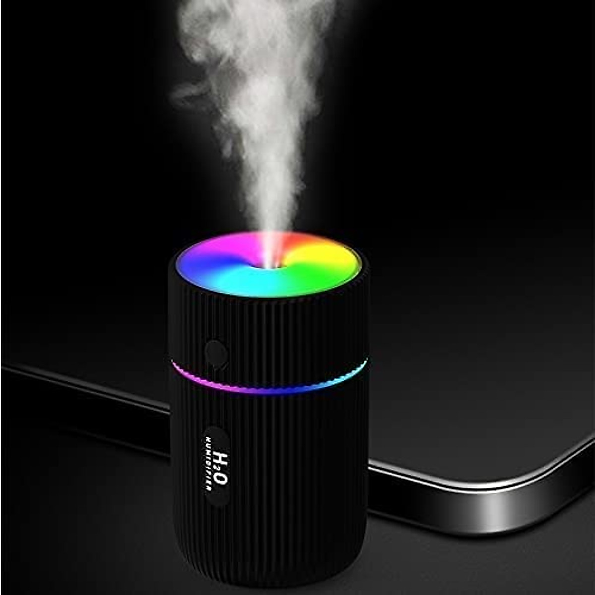 Colorful Cool Mini Humidifier, USB Personal Desktop Humidifier for Car, Office Room, Bedroom,etc. Auto Shut-Off, 2 Mist Modes, Super Quiet. (Black)
