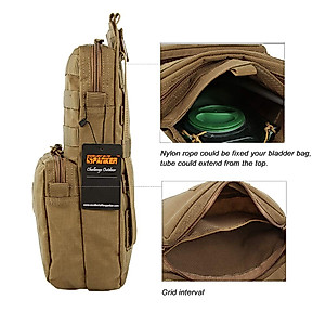 EXCELLENT ELITE SPANKER Tactical MOLLE Hydration Pack for 3L Hydration Water Bladder Molle Vest Accessory(Coyote Brown)