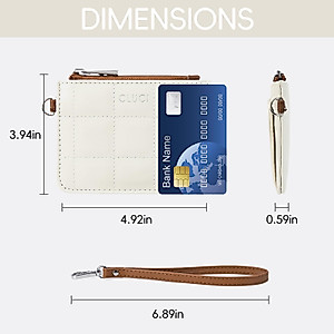 CLUCI Small Quilted Coin Purse Leather RFID Blocking Card Holder Slim Wristlet Wallets for Women Zipper Pocket
