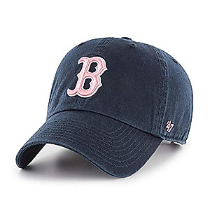 '47 Brand Boston Red Sox Clean Up Adjustable Hat - Navy/Baby Pink - MLB Baseball Cap