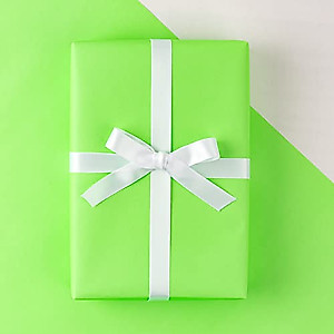 LeZakaa Green Matte Wrapping Paper Roll - Fluorescent Neon Solid Color Paper for Birthday, Valentine's, Mother's Day, Holiday - 17 inches x 32.8 Feet (47.23 sq.ft.)