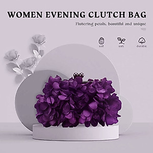 JAMBHALA Mini Women Clutch Evening Bag Small Floral Purses with Chain for Wedding, Party, Prom, Purple