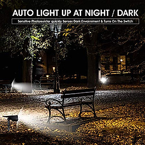 WBM Smart 20 LEDs Solar Landscape Spotlights, IP67 Waterproof, 2-in-1 Wireless Outdoor Security Lights for Yard Garden Driveway Porch Walkway Pool Patio, 4 Pack