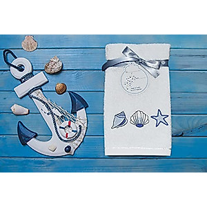 Classic Turkish Towels - Luxury Ocean Themed Fingertip Towels, 100% Turkish Cotton, Soft and Absorbent Bathroom Towels, Beach and Nautical Decor, 6-Piece Set - 12 x 20 Inches (Dolphins)