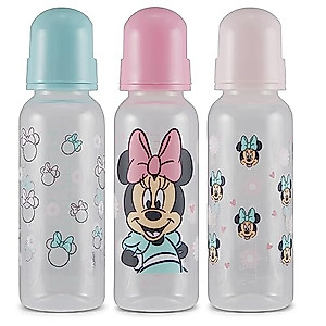 Baby Bottles 9 oz for Boys and Girls| 3 Pack of Disney "Minnie Mouse Pose" Infant Bottles for Newborns and All Babies | BPA-Free Plastic Baby Bottle for Baby Shower
