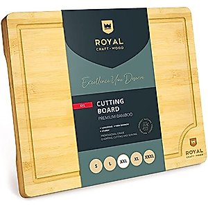 Bamboo Cutting Boards for Kitchen - Kitchen Chopping Board for Meat (Butcher Block) Cheese and Vegetables | Wooden Cutting Board Heavy Duty Serving Tray with Handles (XXL, 20 x 14")