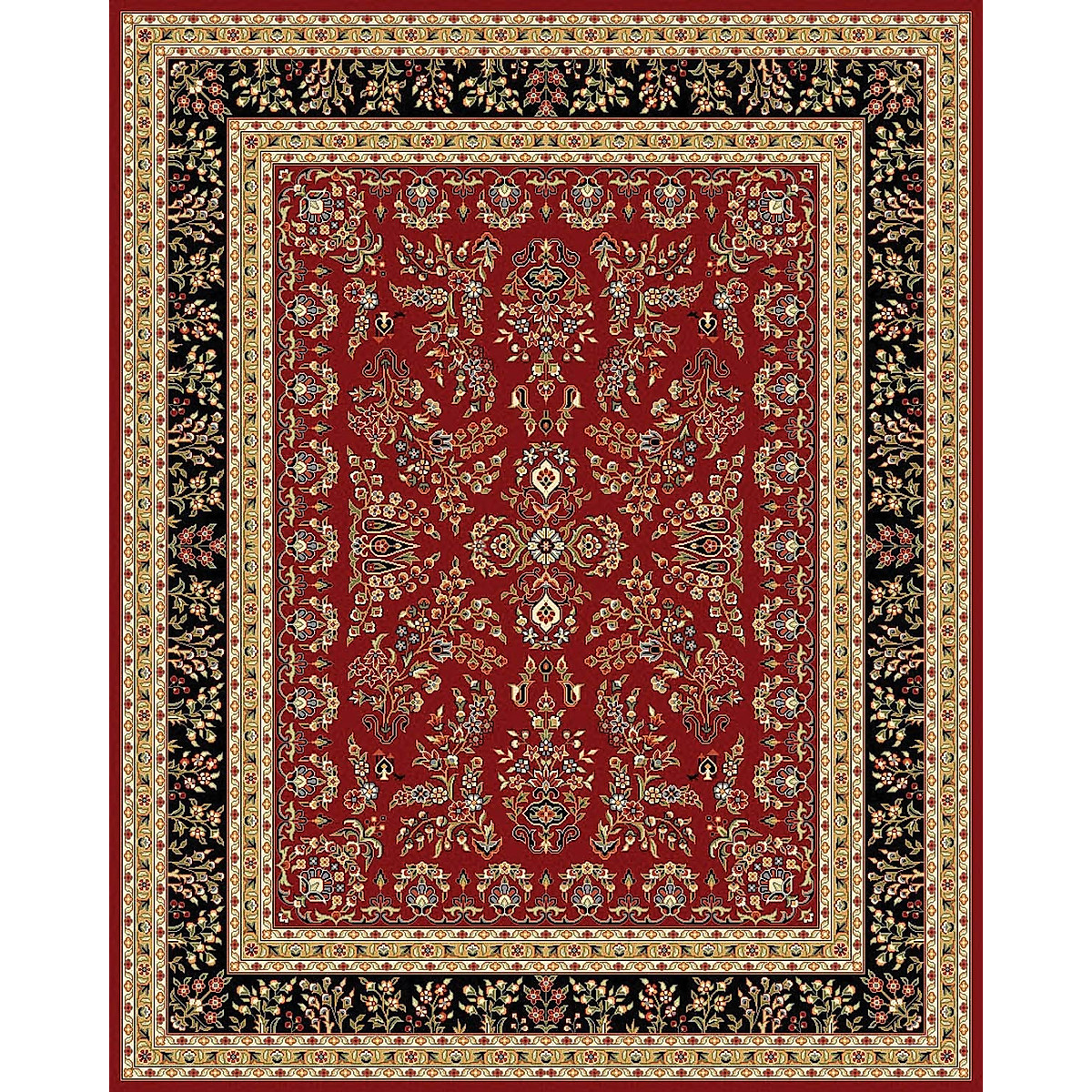 SAFAVIEH Lyndhurst Collection Area Rug - 8' x 11', Red & Black, Traditional Oriental Design, Non-Shedding & Easy Care, Ideal for High Traffic Areas in Living Room, Bedroom (LNH331B)