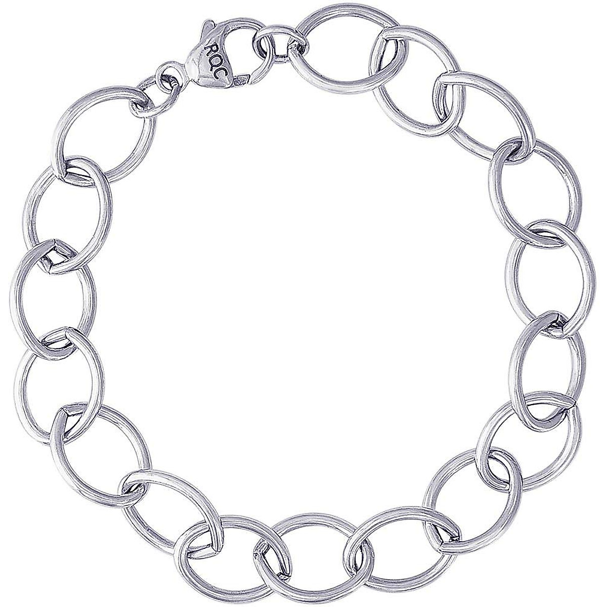 8" Sterling Silver Single Link Open Curb Classic Charm Bracelet by Rembrandt