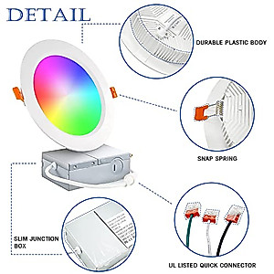 Smart Recessed Lighting 6 Inch, IC Rated Smart WiFi LED Recessed Lights, RGB & Cool & Warm White Dimmable Color Changing Downlight Work with Alexa/Google, Sync to Music,2700K-6500K,1100Lumen (6 Pack)