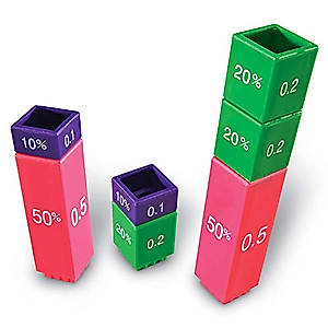 Learning Resources Fraction Tower Equivalency Cubes - 51 Pieces, Ages 6+ Math Learning Toys for Kids, Math Classroom and Homeschool Accessories, Fractions Learning for Kids,Back to School Supplies