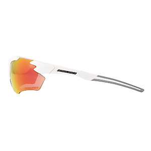 Rawlings Nice Pick Blade Youth Baseball Sunglasses, Shiny White/Red Mirror, 70mm