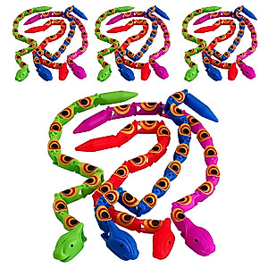 Kicko Wacky Wiggly Jointed Snakes, 15 Inches - Fun and Educational Plastic Toys for Kids - Teach and Improve Motor Skills - Perfect Fidget Party Favor for Boys & Girls - Pack of 12