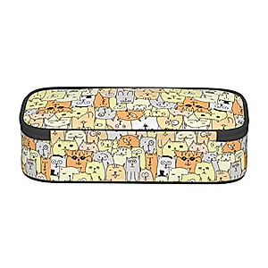 Igneinf Funny Animal Compartment Pencil Case Durable With Zipper Pencil Pouch For Office Boys Girls Teenagers