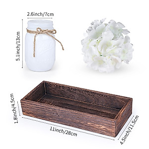 Waenerec Mason Jar Lighted Centerpiece Table Decorations Wood Tray with White Hydrangea Artificial Flowers Rustic Country Farmhouse Mason Jars Decor for Coffee Table Dining Room Living Room Kitchen