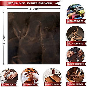 Toprank Genuine Leather Sheets for Crafts 12''X12'' Precut Full Grain Leather Tooling Leather (1.6mm) Cowhide Leather Pieces Square, Sand