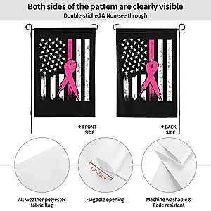 Breast Cancer Awareness Flag Double Sided Breast Cancer Home Garden Flag for Patio Lawn Home Outdoor Decor,12" X 18" (Breast Cancer Awareness)