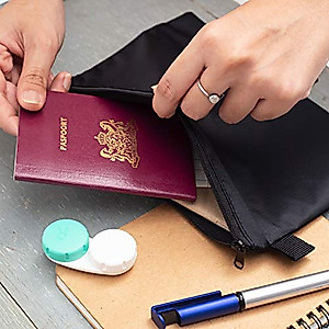 Sun Life Style Zipper Bag - Set Of 3 - Carry All Pouch To Organize Travel Toiletries Pens Cosmetics (9.5 x 6.5, Black)