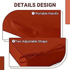 downluxe Outdoor Chair Cushions for Patio Furniture, Waterproof Square Corner Memory Foam Patio Chair Cushion with Adjustable Ties and Portable Handle, 19" x 19" x 3", Orange, 2 Pack