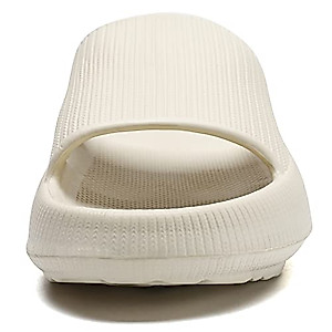 Jaeynow Cloud Slides for Women,Unisex Pillow Slippers Non-Slip Open Toe Quick Drying Shower Shoes Indoor Outdoor Beach Pool Garden Women Sandals Thicken Sole Slides for Men(Beige 38/39)