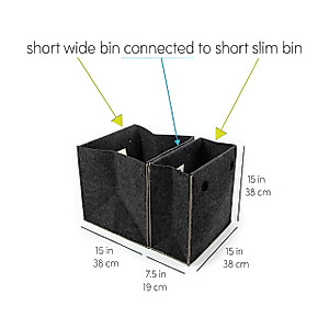 Three by Three Seattle Felt-Like-It™ Short-Slim Connectable Bins: Stylish and Versatile Storage Solutions for Laundry and More 15” tall x 7.5” wide x 15” deep