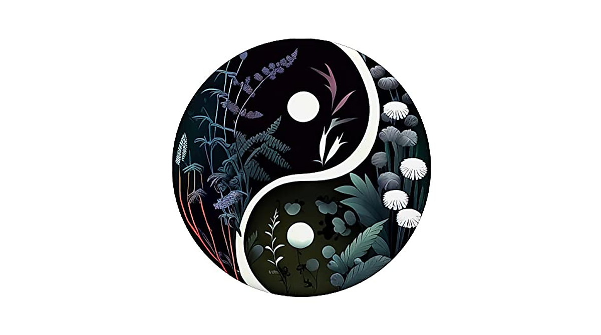 Floral Yin Yang PopSocket - Elegant Botanical Mobile Accessory