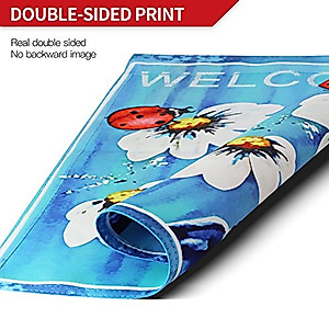 ANLEY |Double Sided| Premium Garden Flag, Spring Summer Daisy Jar and Ladybug Welcome Decorative Garden Flags - Weather Resistant & Double Stitched - 18 x 12.5 Inch