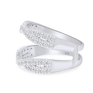 AFFY 1.00 Ct. Double Infinity Wedding Ring Guard Enhancer In 14k White Gold Plated 925 Sterling Silver with Cubic Zirconia Ring Size-8