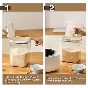 LivLab Rice Dispenser - with Measuring Cup Grain Container Bin for Kitchen Pantry Storage, BPA Free,4.5 L/4.6qt/5kg
