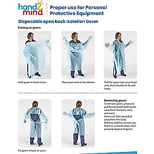 hand2mind Polyethylene, Level 1, Disposable, Non-Surgical Isolation Gowns, Blue, Bag of 15
