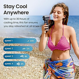 BURLAN Handheld Fan [Quickly Cooling Down], Small Portable Fan, Battery Operated Fan [13-30 Working Hours], Rechargeable Mini Fan with USB, Pocket Hand Fans for Makeup, Travel Camping outdoor (Black)
